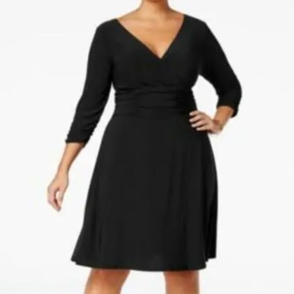 NY Collection | Dresses | 525 Ny Collection Plus Size Black Ruched ...